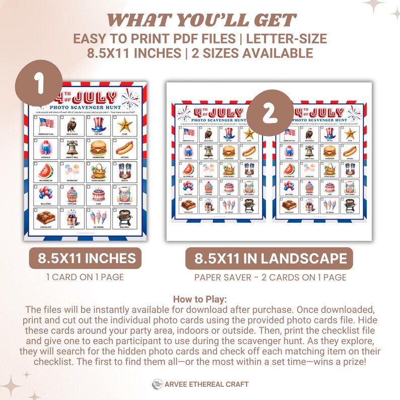 4th of July Photo Scavenger Hunt, Printable Outdoor Indoor Treasure ...