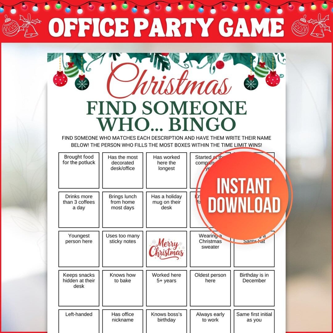 Christmas Find Someone Who Bingo, Printable Find the Guest Bingo, Get ...