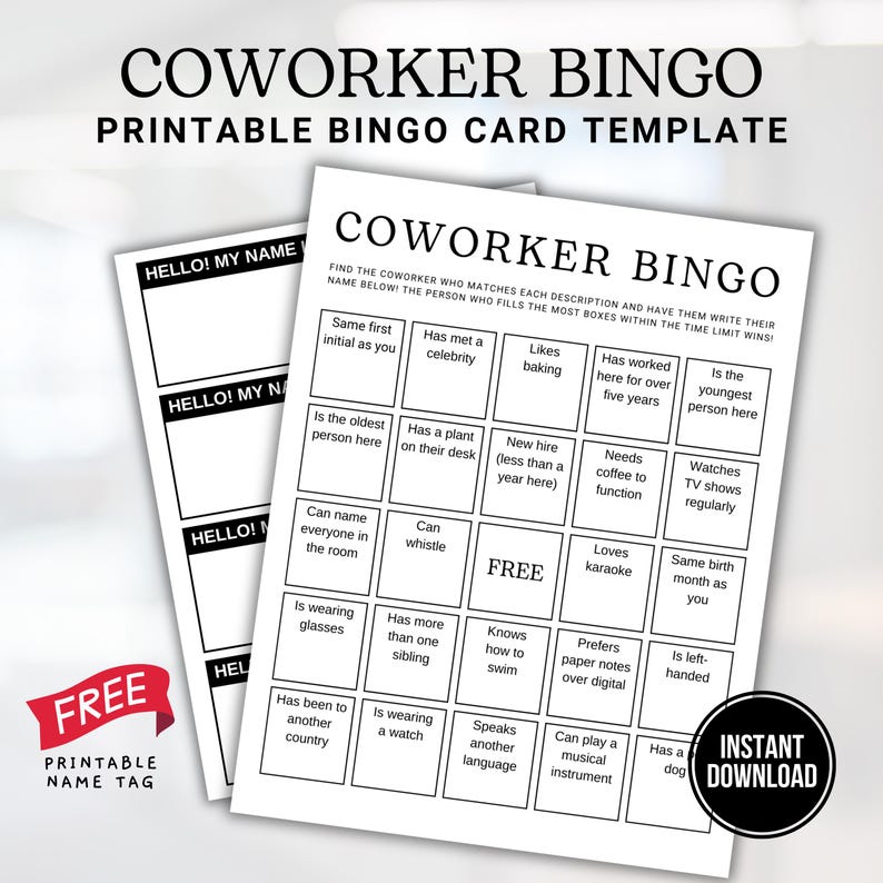 Coworker Bingo, Office Bingo, Find Someone Who Mingle Human Meeting ...