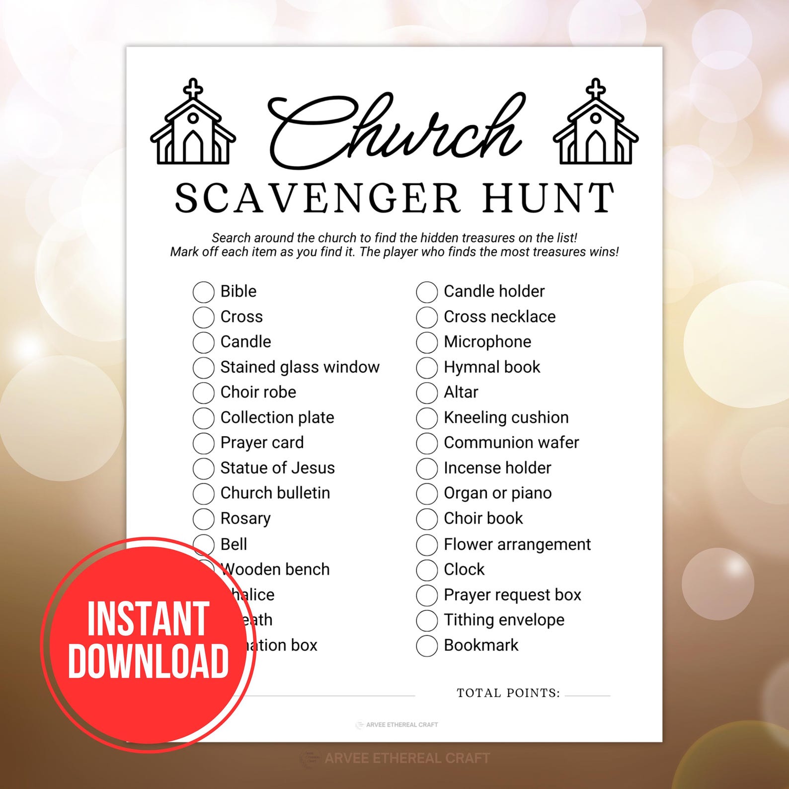 Church Scavenger Hunt, Bible Scavenger Hunt, Church Treasure Hunt ...