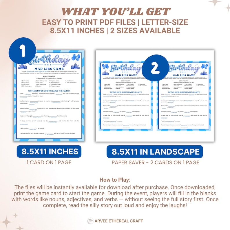 Mad Libs Game, Birthday Printable Ad Libs Funny Story Time, Fill in the ...