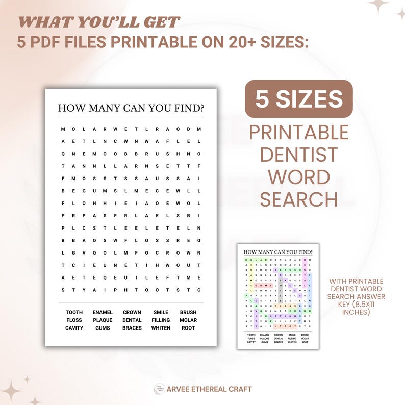 Dentist Word Search, Dental Office Decor, Printable Dental Wall Art ...