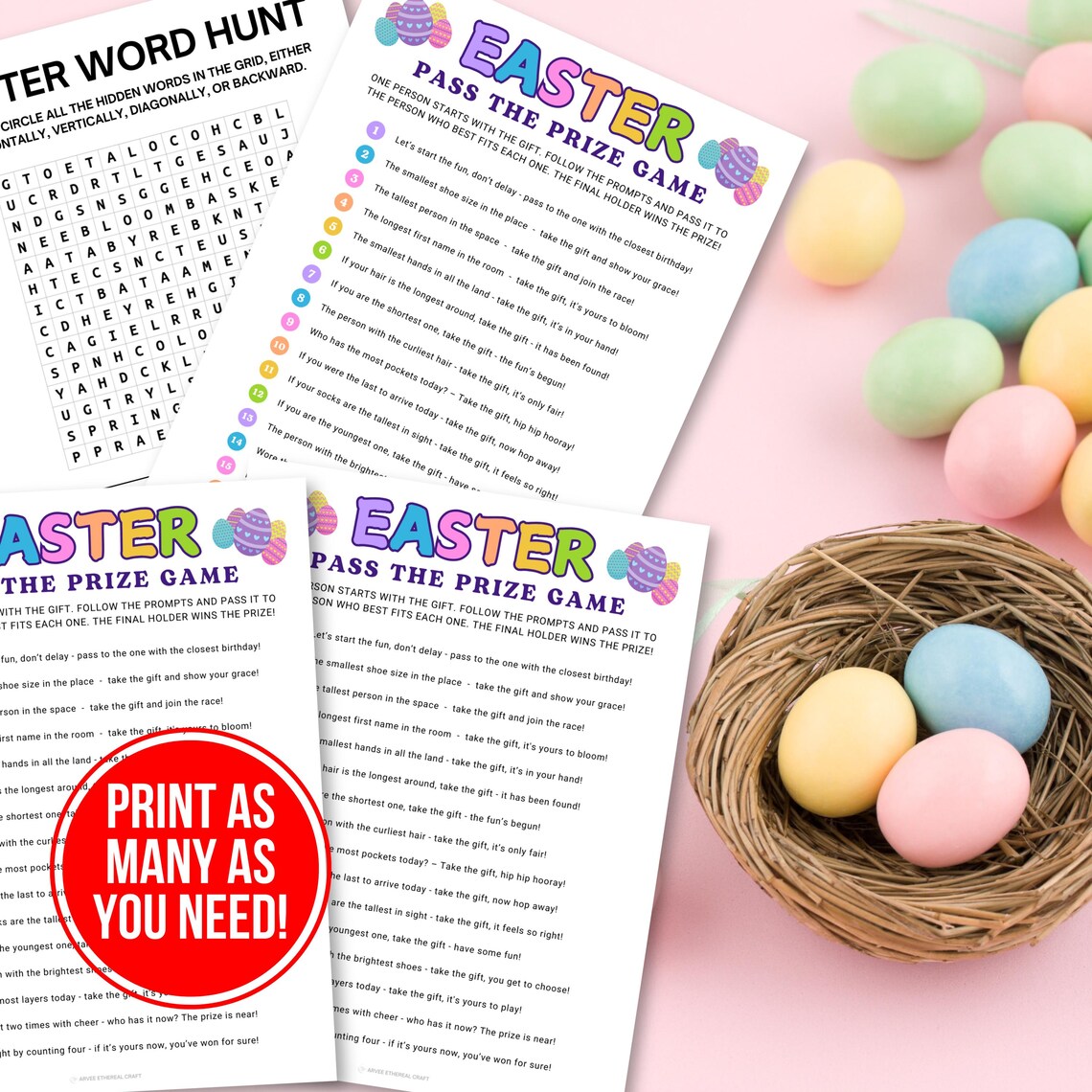Easter Pass the Prize Game, Easter Activity Pass the Gift Present Game ...