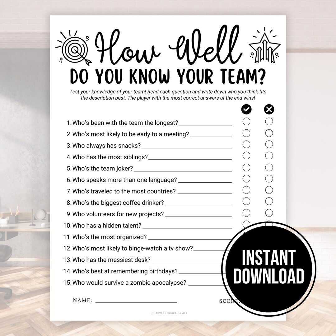 Office Team Building Games, Printable How Well Do You Know Your Team ...