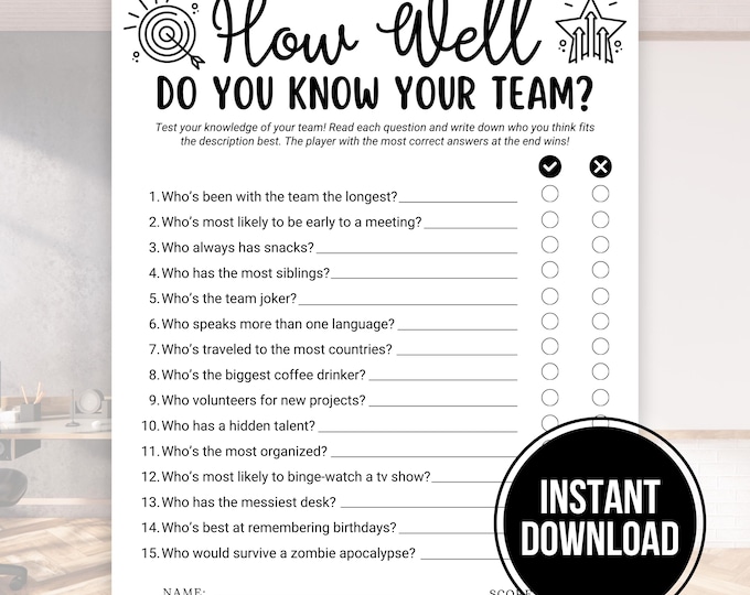 How Well Do You Know Your Team, Office Team Building Games, Printable ...