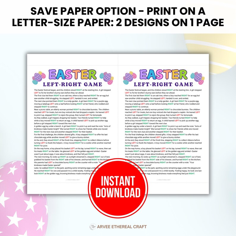 Easter Left Right Games, Printable Easter Story, Easter Activity Pass ...