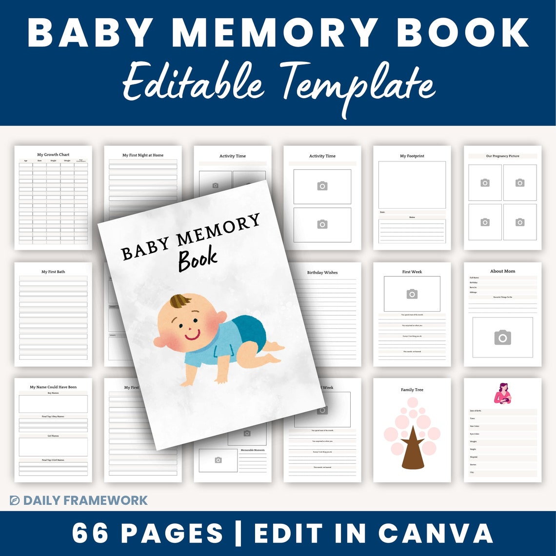 Baby Memory Book, Pregnancy Journal, Printable Growth Chart, Birth Plan ...