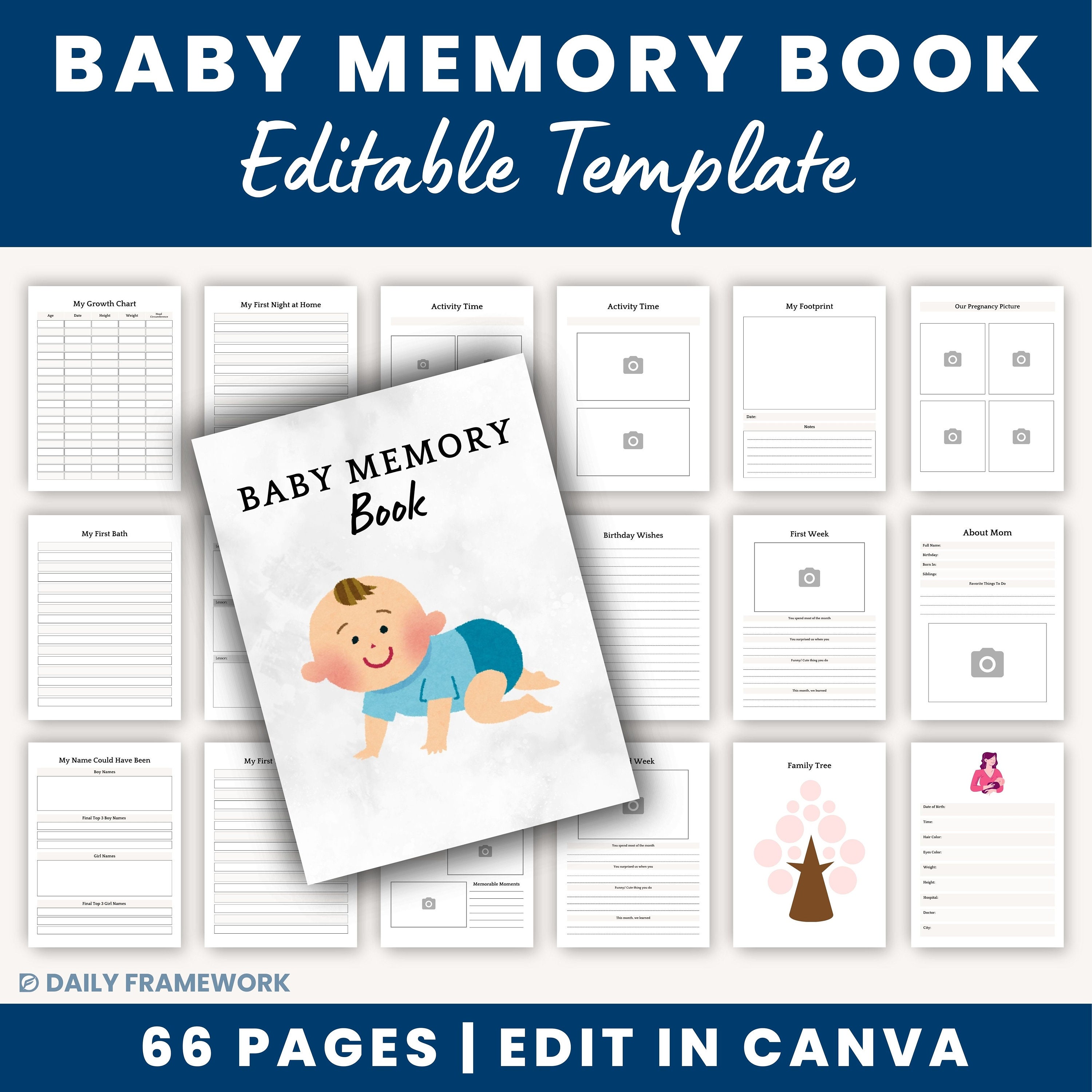 Baby Memory Book, Pregnancy Journal, Printable Growth Chart, Birth Plan ...