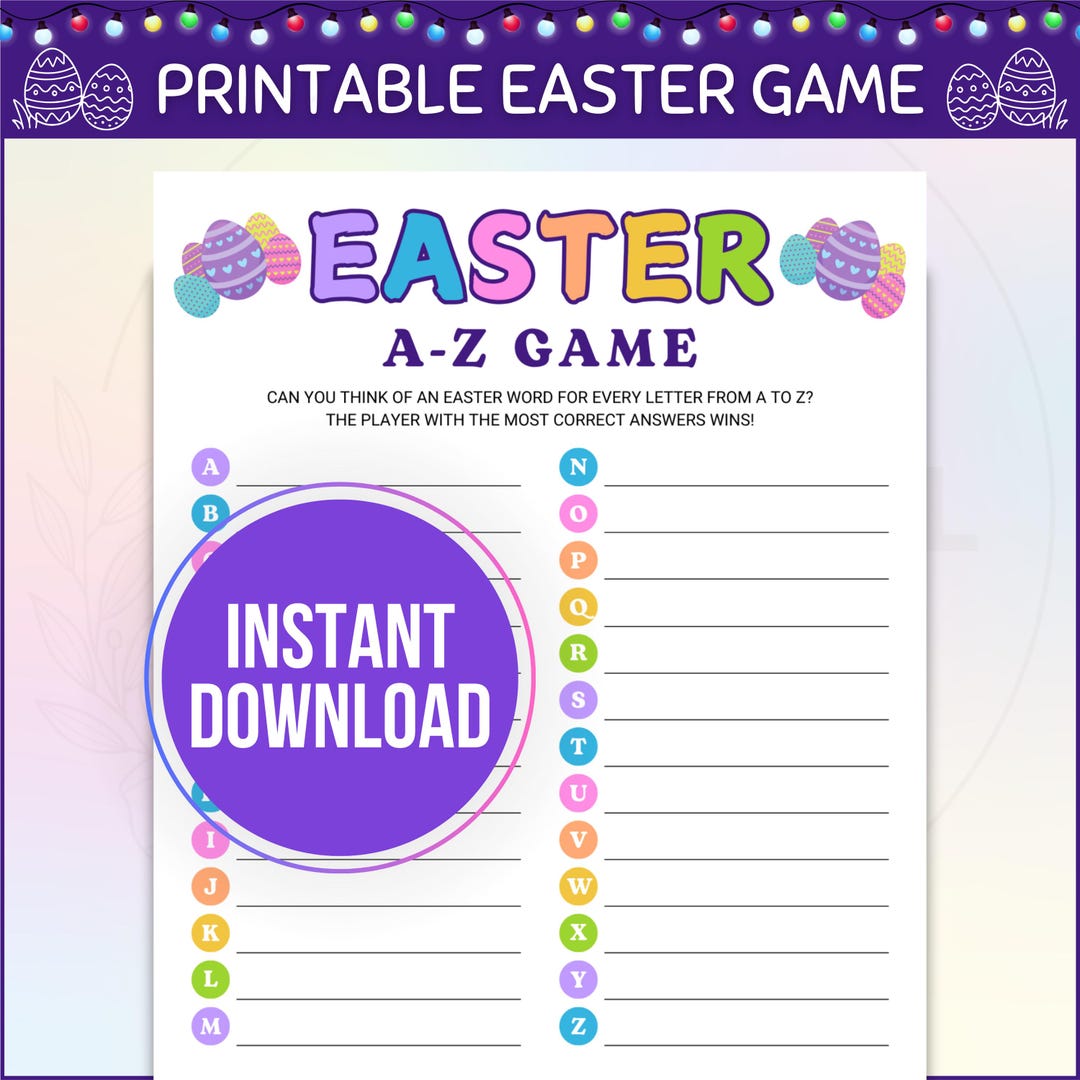 Easter A to Z Game, Printable Alphabet Game, A-Z Game, ABC Games, A-Z ...