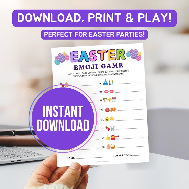 Printable Easter Emoji Game, Emoji Quiz, Emoji Guessing Game, Guess the ...