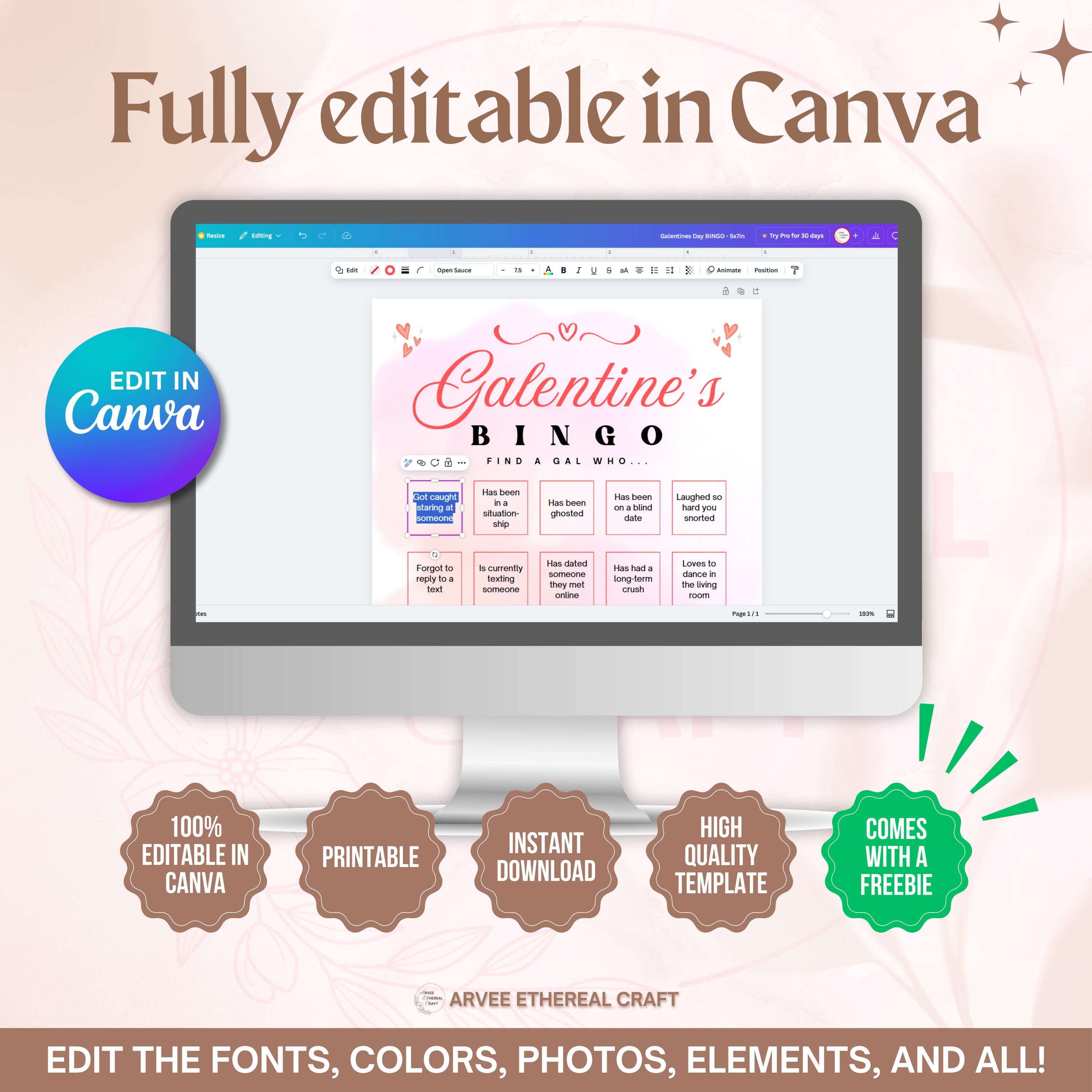 Galentines Day Bingo, Galentines Invitation, Galentines Day Card ...