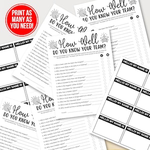 Office Team Building Games, Printable How Well Do You Know Your Team ...