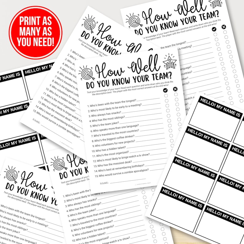 Office Team Building Games, Printable How Well Do You Know Your Team ...