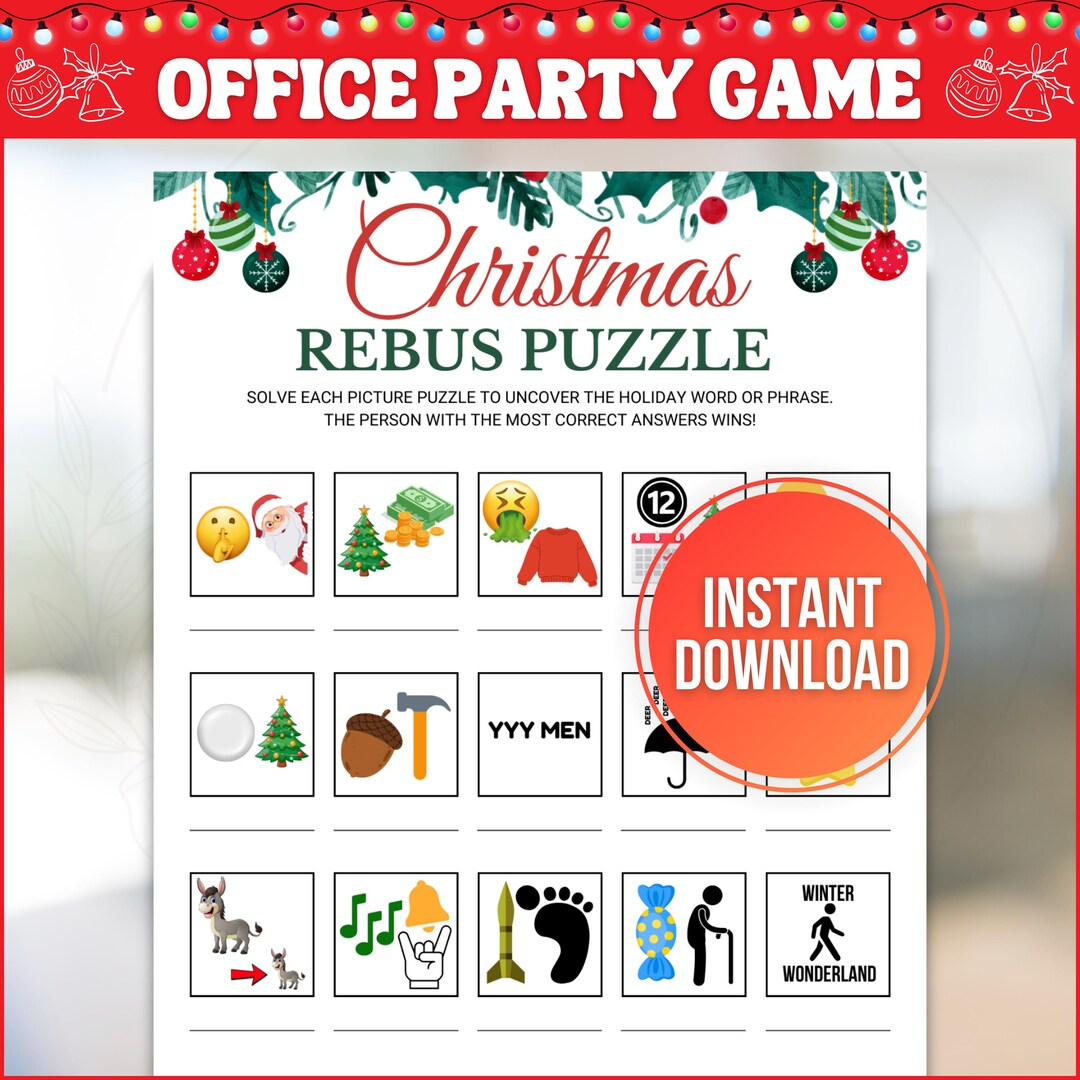 Christmas Rebus Game, Printable Rebus Puzzles, Picture Puzzle Quiz ...