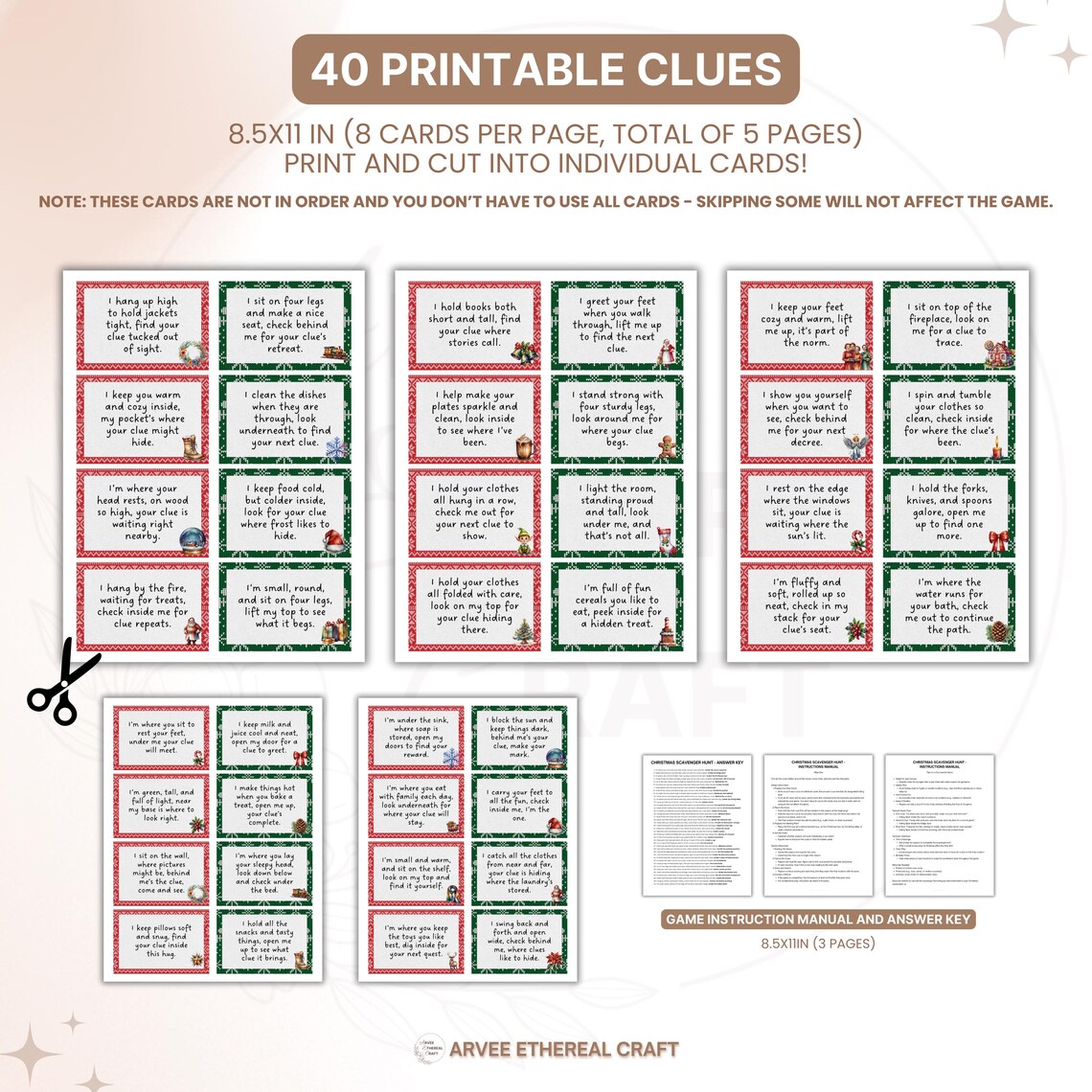 Christmas Scavenger Hunt, Indoor Christmas Treasure Hunt Kids, Family ...