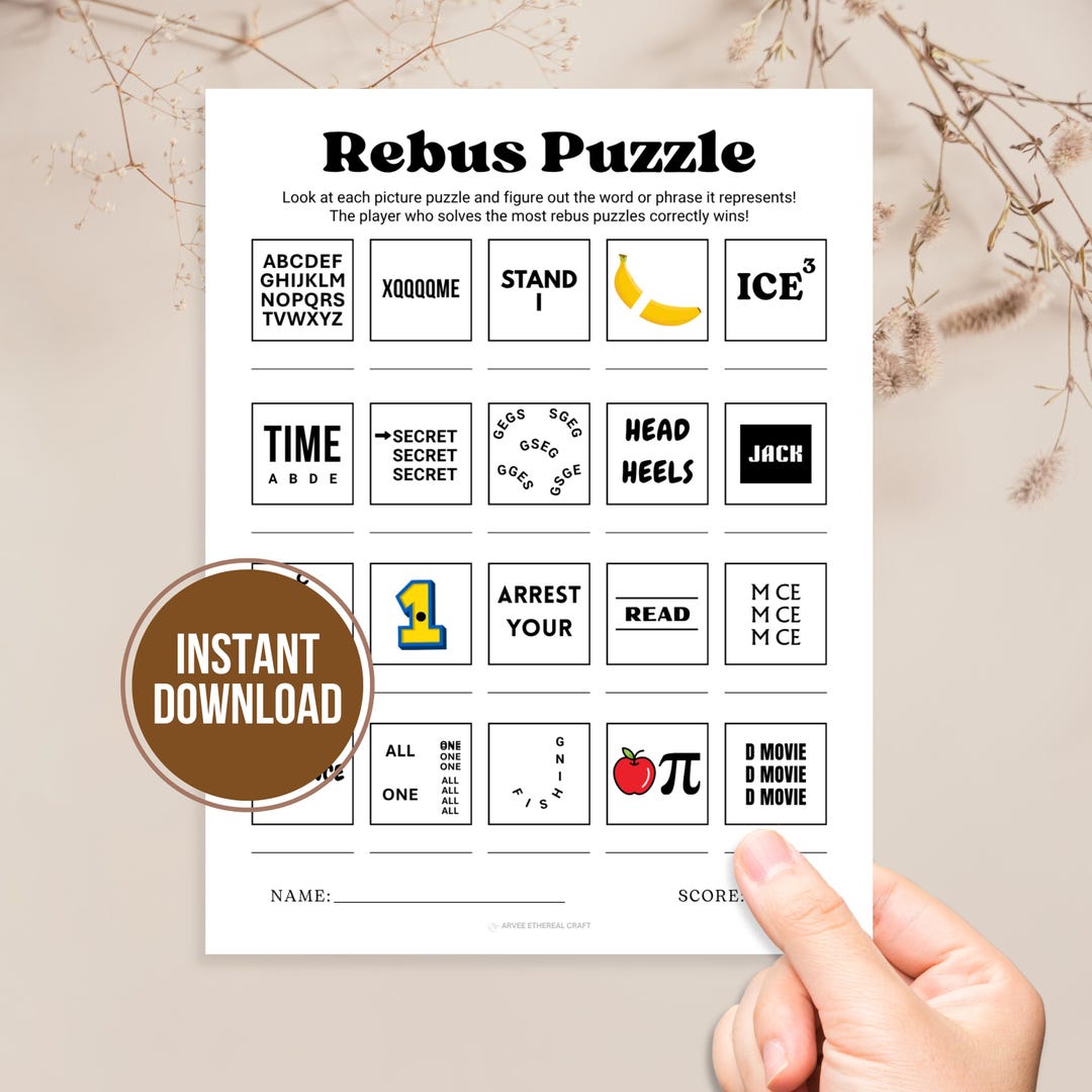 Rebus Puzzles, Printable Rebus Game, Picture Puzzle Quiz, Picture ...