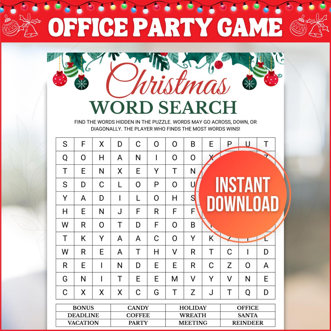 Christmas Word Search Game, Printable Christmas Word Hunt Game, Word ...