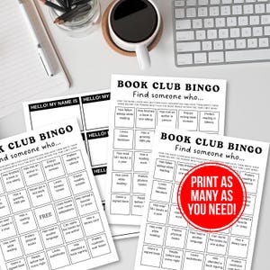 Book Club Games, Find the Guest Bingo, Find Someone Who Bingo, Book ...