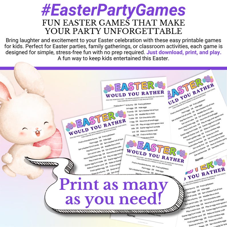 Easter Would You Rather Game, Printable This or That Game, Getting to ...