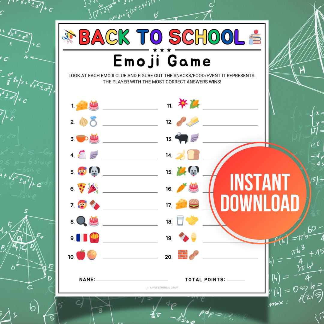Back to School Emoji Game, Printable Emoji Quiz, Emoji Guessing Game ...