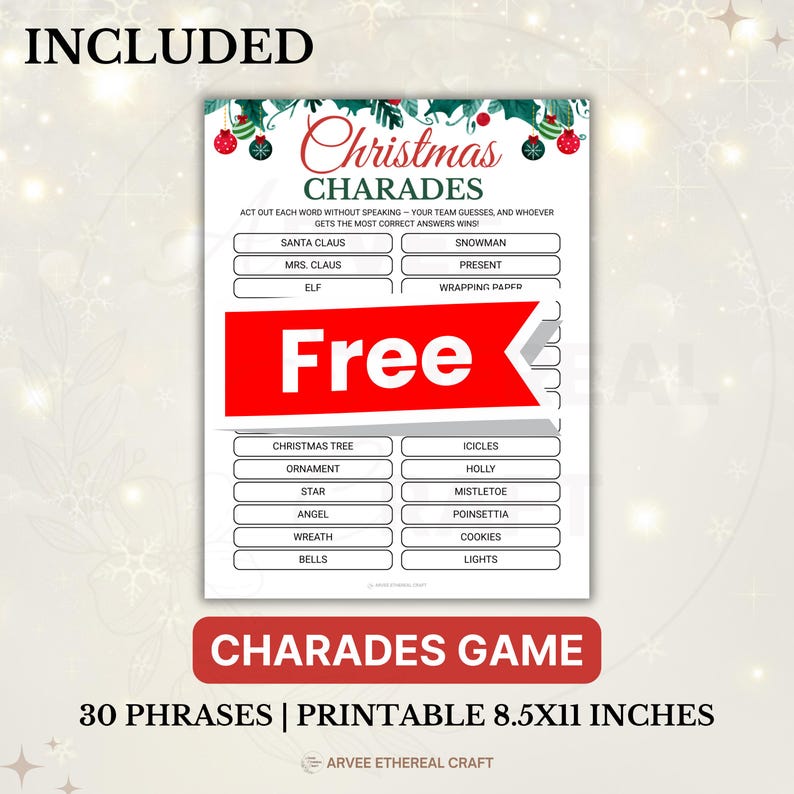 Printable Christmas Pass the Prize Game, Gift Exchange, Pass the Prize ...