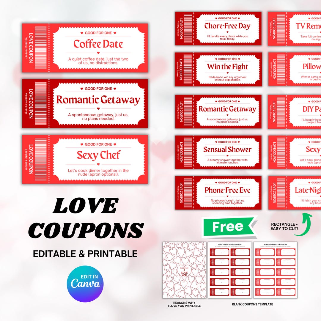 Editable Couple Coupon Book, Printable Love Coupons PDF, Anniversary ...
