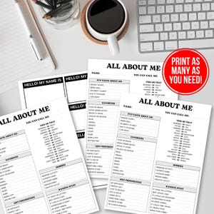All About Me, Favorite Things List, Employee Favorites List, Get to ...