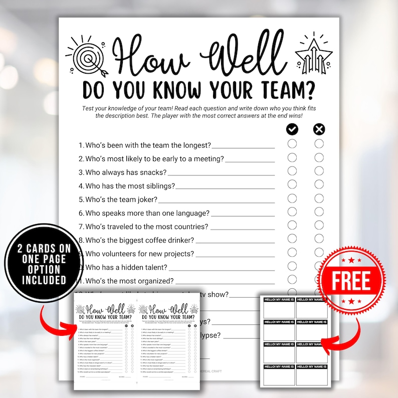 How Well Do You Know Your Team, Office Team Building Games, Printable ...