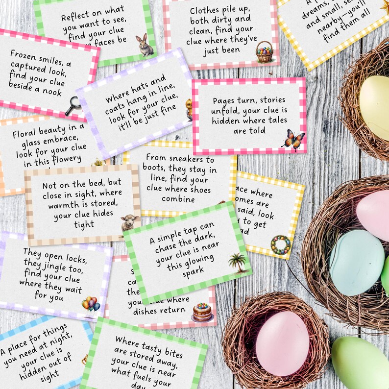 Easter Scavenger Hunt for Kids, Indoor Treasure Hunt Clues, Printable ...