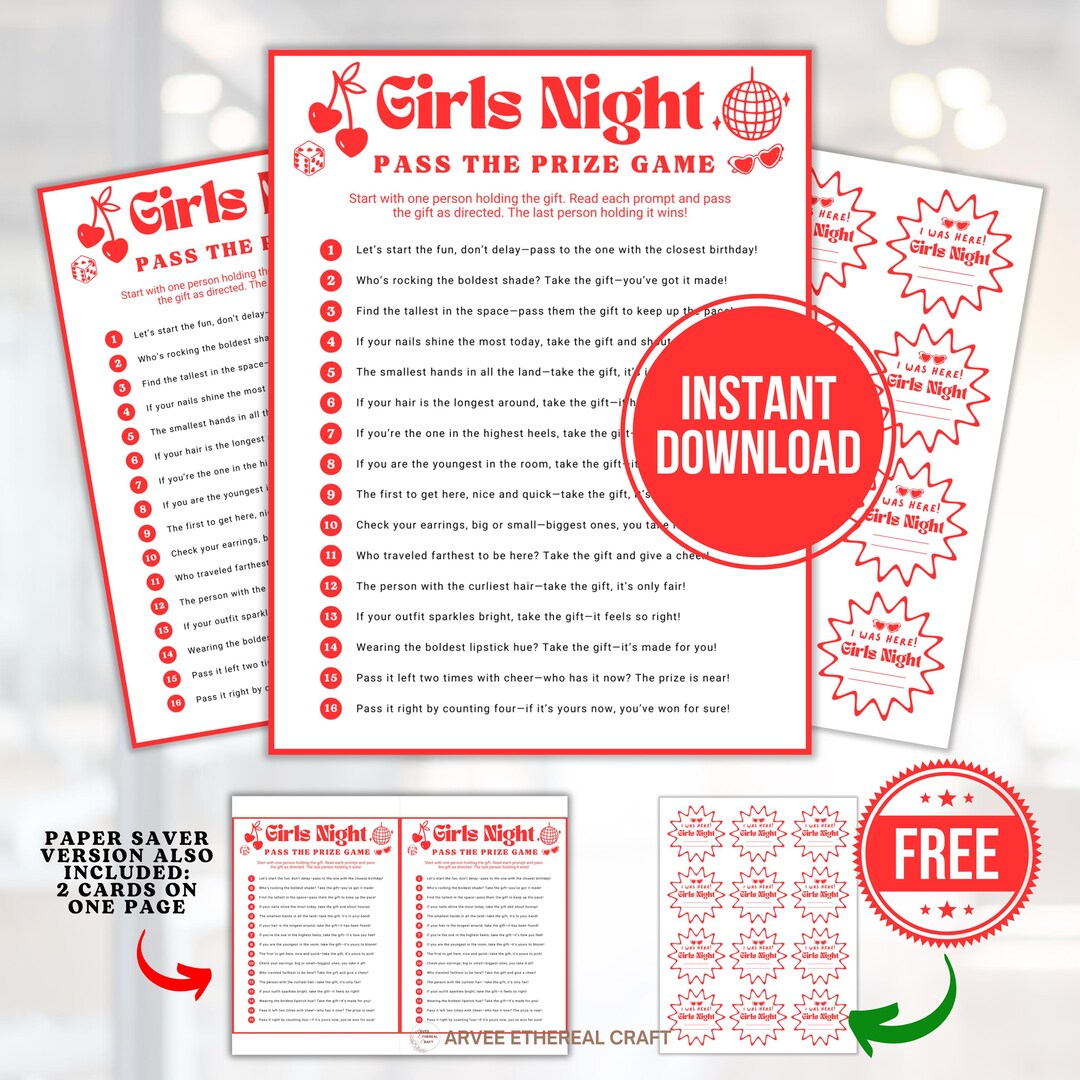 Girls Night Pass the Prize Game, Pass the Gift Present Game, Left Right ...