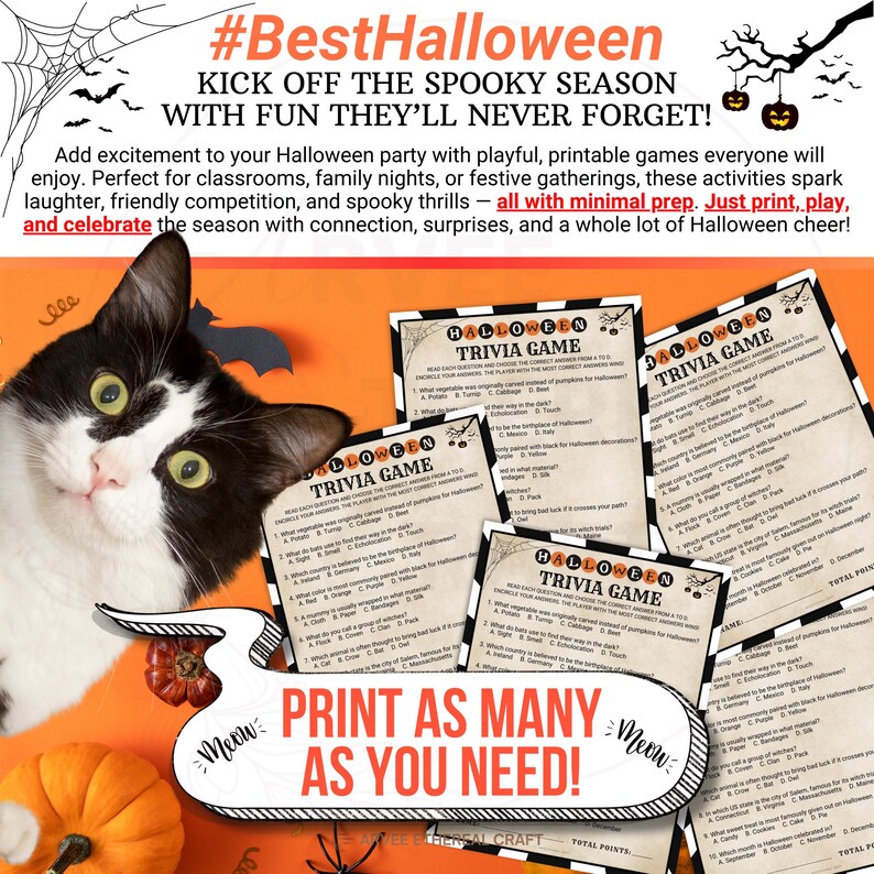 Halloween Trivia Game, Printable General Knowledge Quiz Game, Fun Facts ...