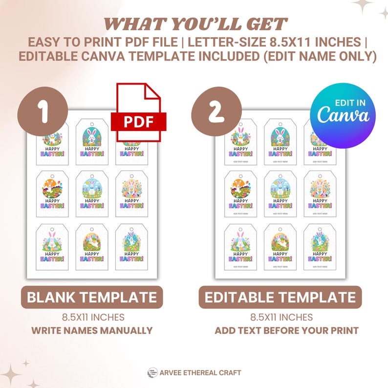 Personalized Easter Basket Tag Editable Template, Easter Basket Tags ...