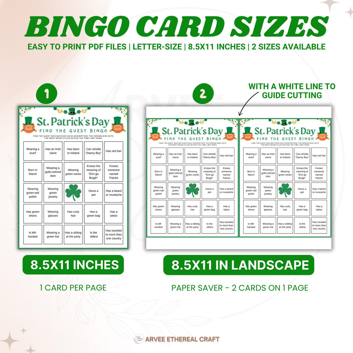 St. Patrick's Day Find the Guest Bingo Card Game, Saint Patrick's Day ...