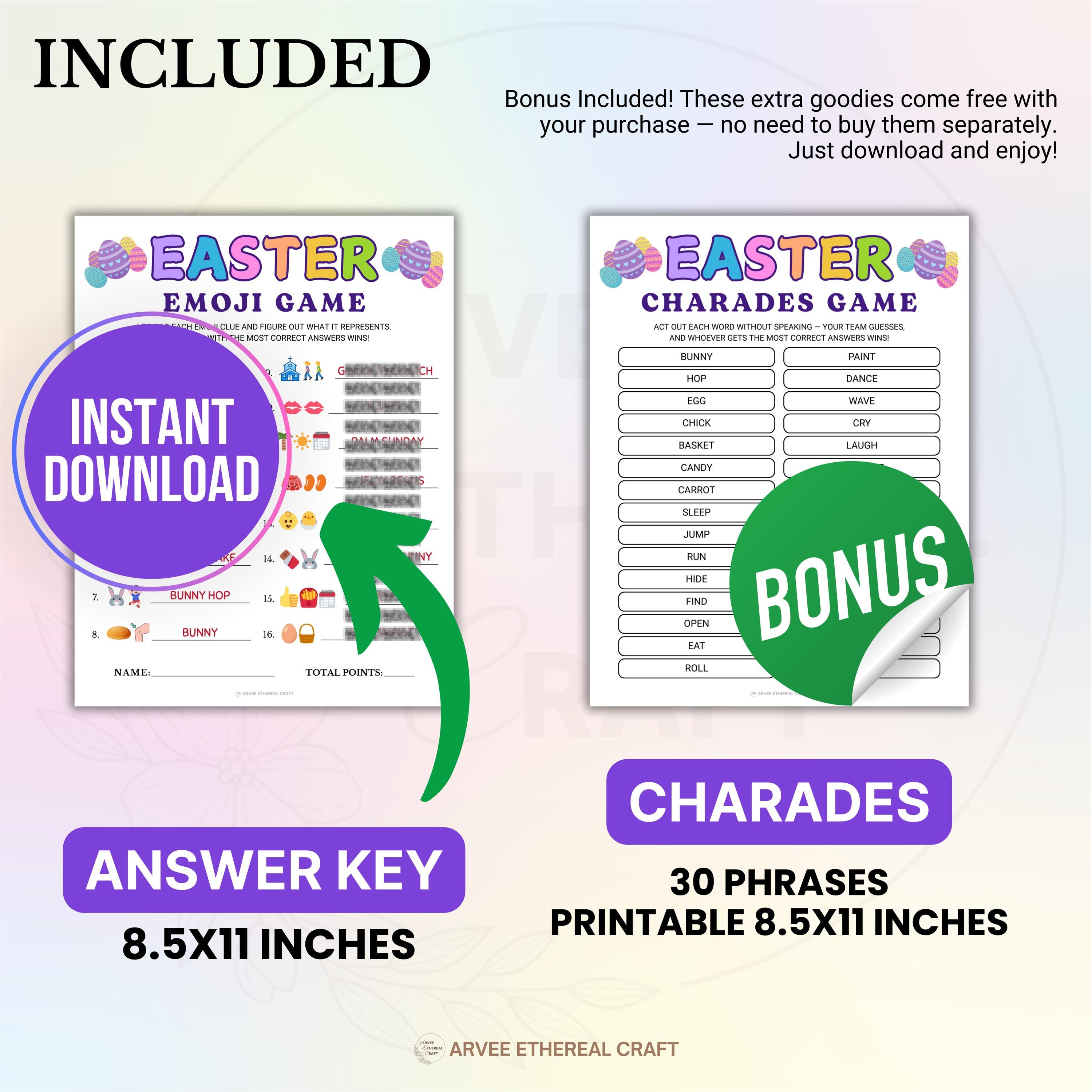 Printable Easter Emoji Game, Emoji Quiz, Emoji Guessing Game, Guess the ...