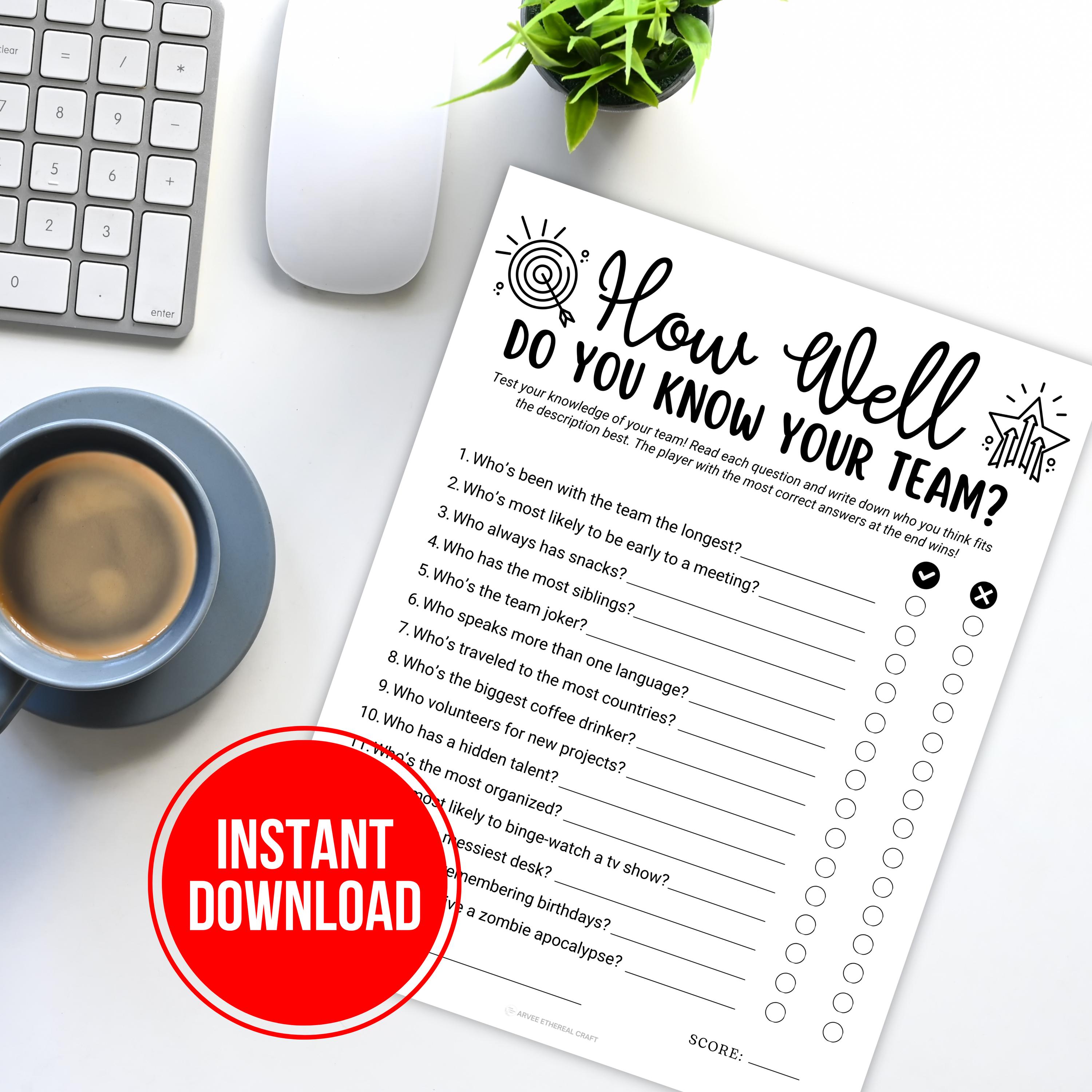 Office Team Building Games, Printable How Well Do You Know Your Team ...