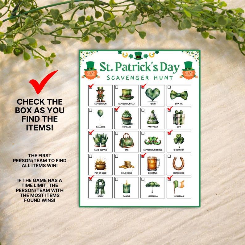 St. Patricks Day Scavenger Hunt for Kids, Indoor Treasure Hunt Clues ...
