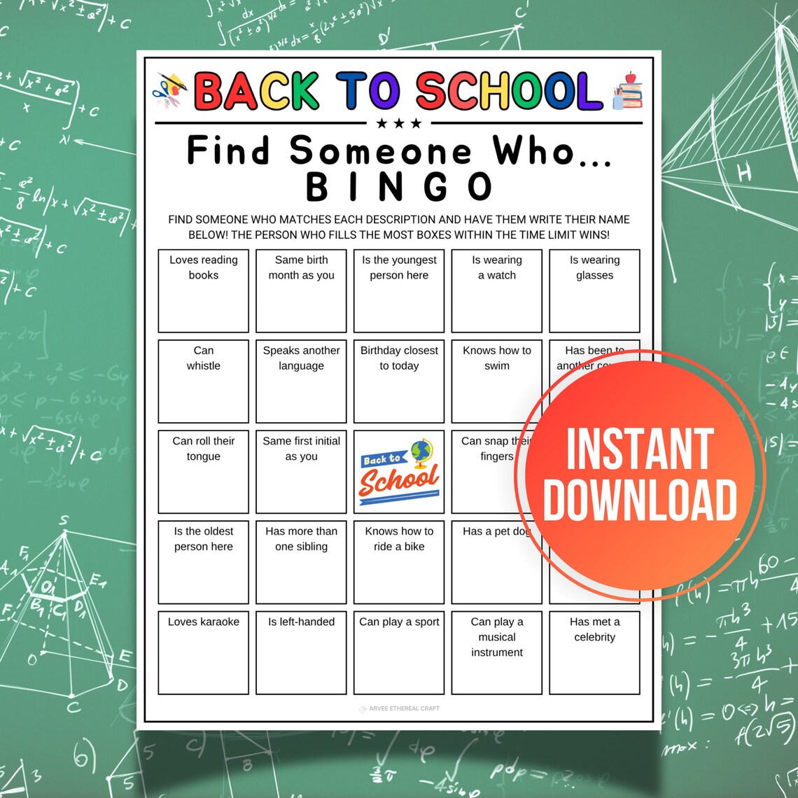 Back to School Find Someone Who Bingo, Printable Find the Guest Bingo ...