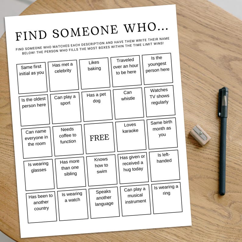 Mingle Bingo, Human Bingo, Find Someone Who Bingo, Find the Guest Bingo ...