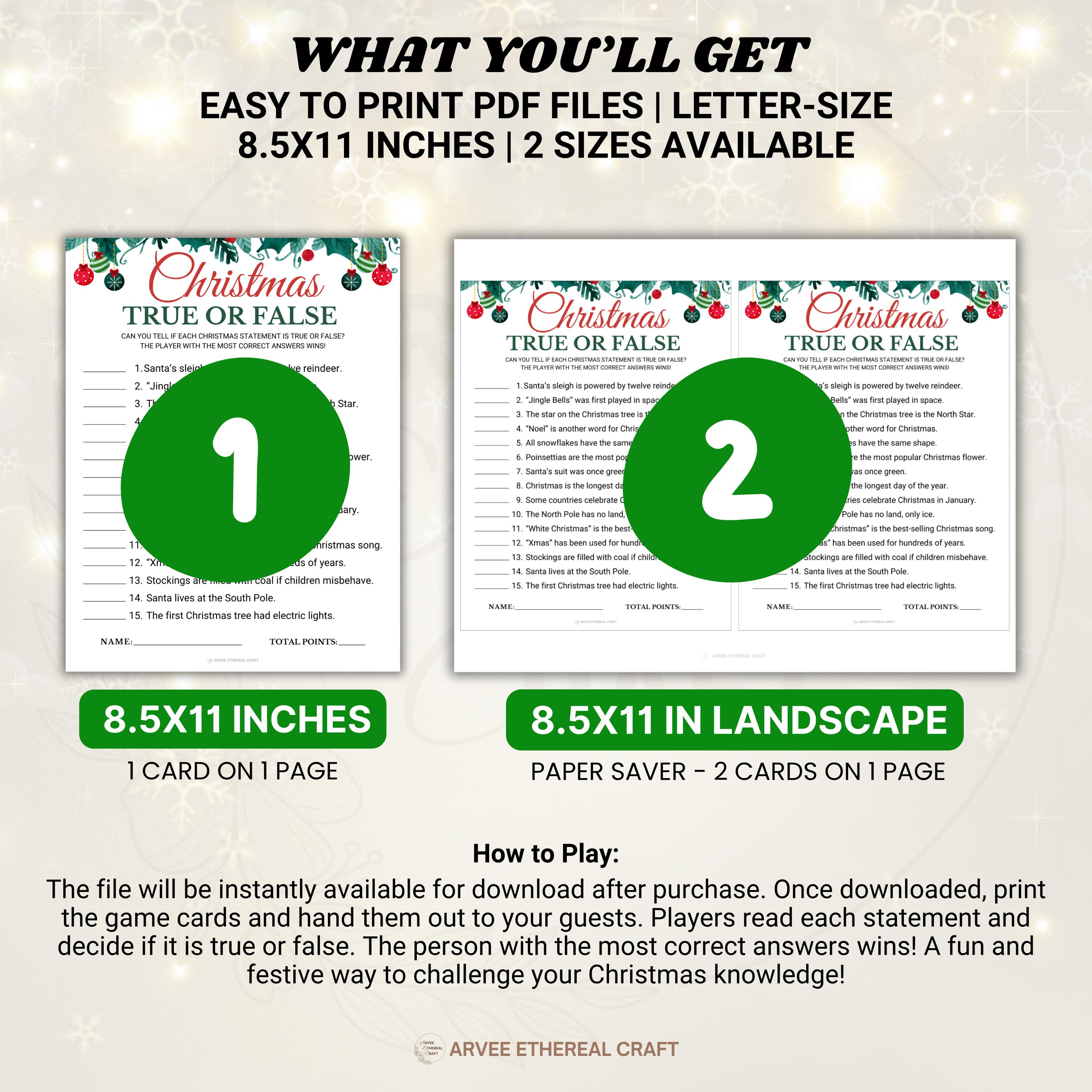 Christmas True or False Game, Printable Christmas Trivia Games, General ...