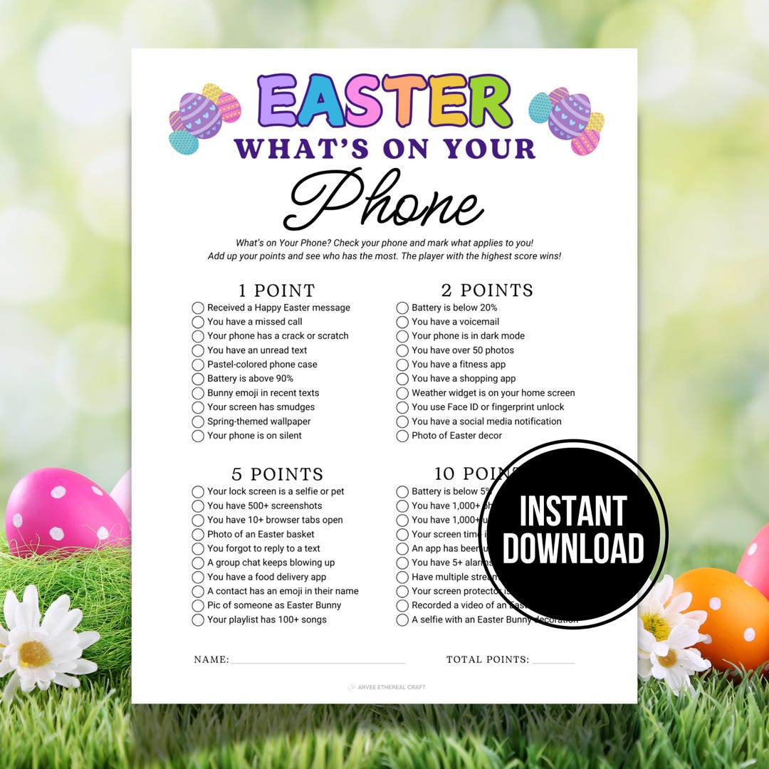 Easter Family Reunion Games, What’s on Your Phone Game, Easter Activity ...