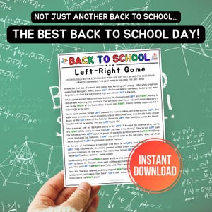 Back to School Left Right Game, Printable Pass the Gift Present Game ...