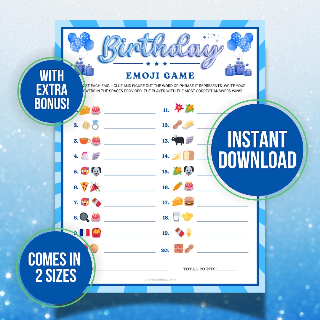 Emoji Game, Printable Emoji Quiz, Emoji Guessing Game, Guess the Emoji ...