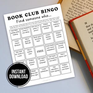 Book Club Games, Find the Guest Bingo, Find Someone Who Bingo, Book ...