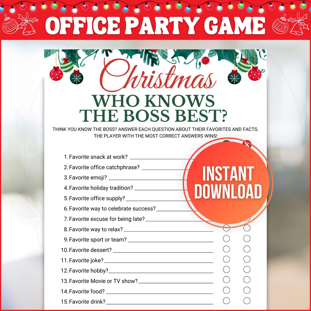 Who Knows the Boss Best Game, Printable How Well Do You Know the Boss ...