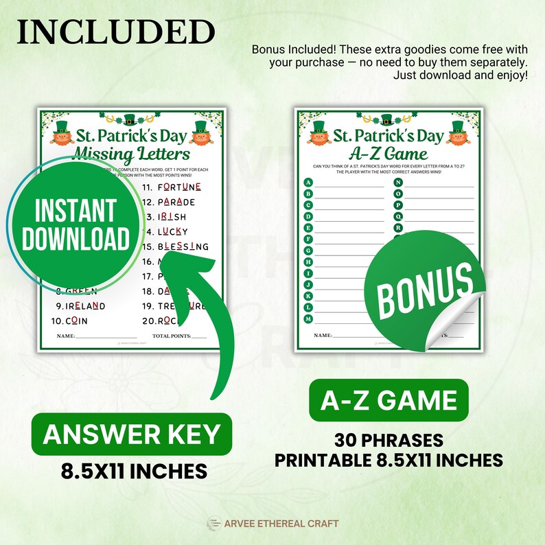 Printable St Patrick's Day Missing Letters Game, Fill in the Blanks ...