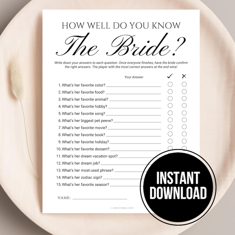 How Well Do You Know the Bride Game, Who Knows the Bride Best ...