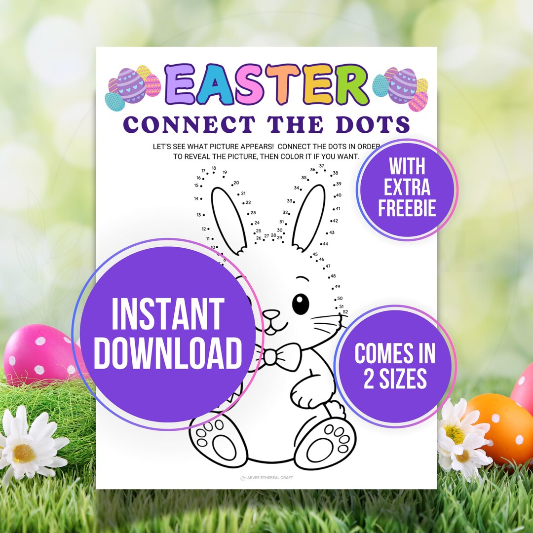 Printable Easter Connect the Dots Game, Dot to Dot Worksheet, Kids ...