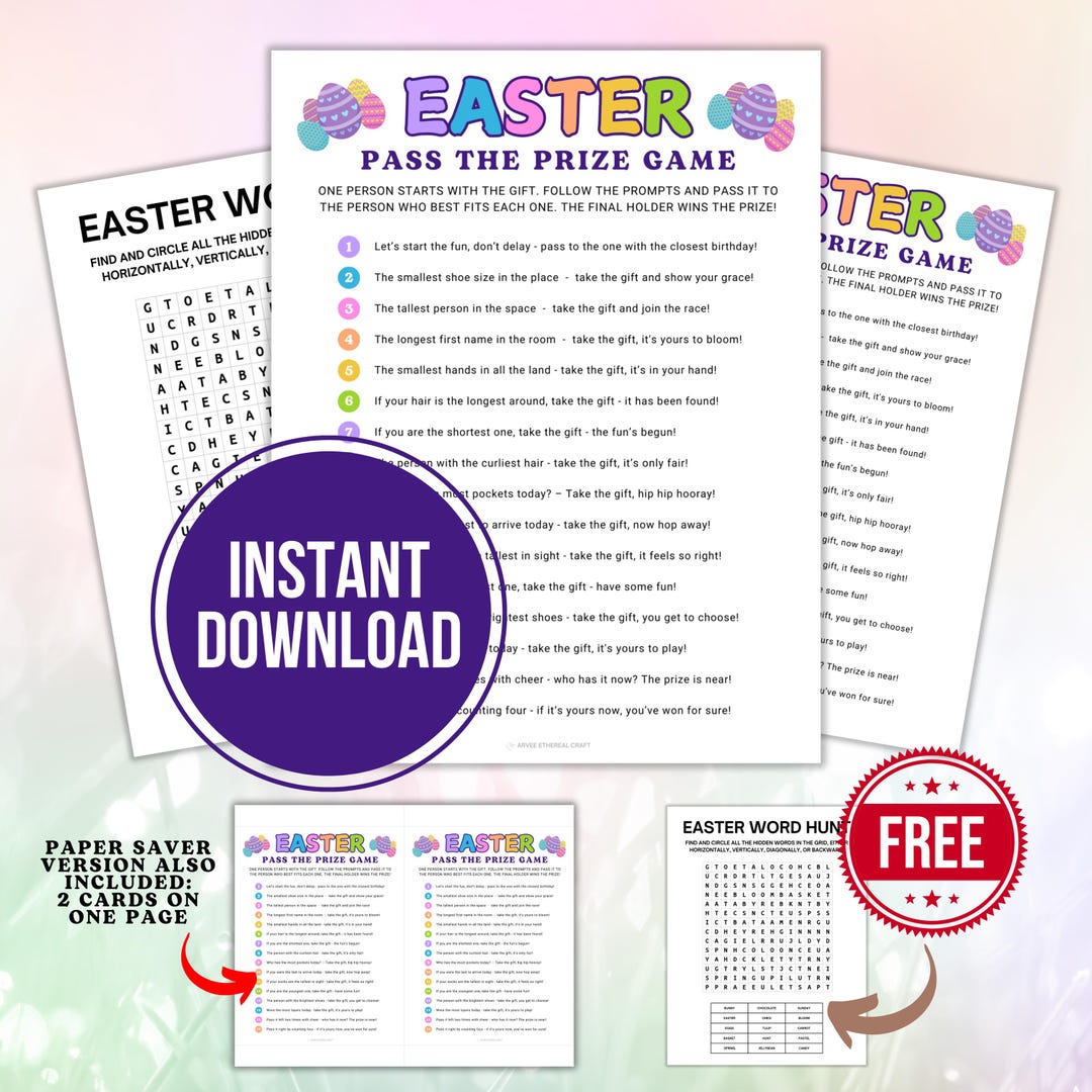 Easter Pass the Prize Game, Easter Activity Pass the Gift Present Game ...