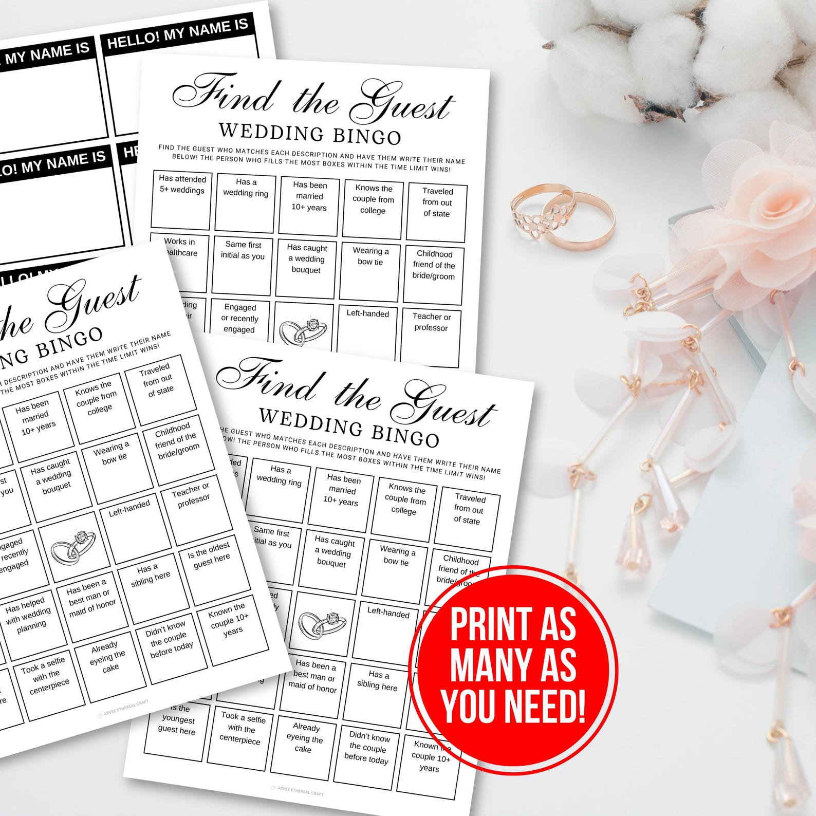 Wedding Find the Guest Bingo, Wedding Activities, Table Printable ...