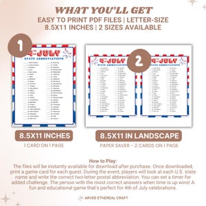 USA State Abbreviations Game, 4th of July Printable 50 US United States ...